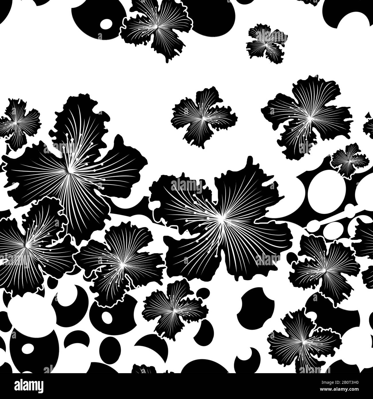 Seamless floral dots pattern Black and White Stock Photos & Images - Alamy