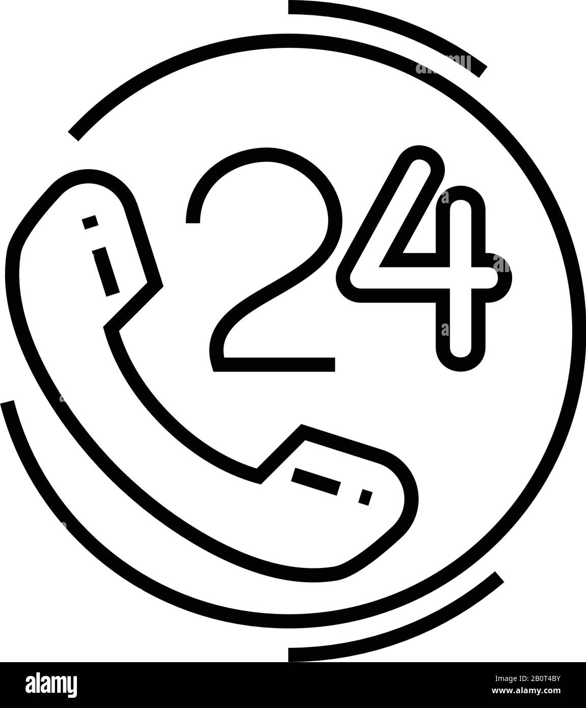 24 hour client service line icon, concept illustration, outline symbol ...