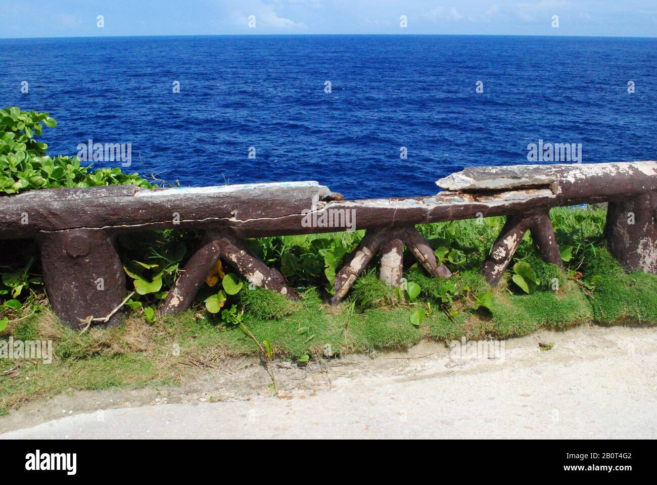 Concrete railings at Banzai Cliff, a World War 11 historical site on ...