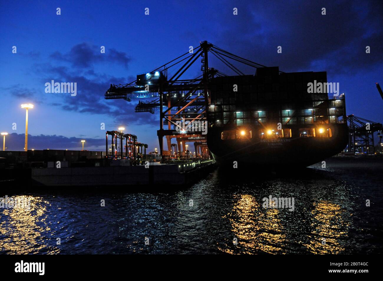 Hamburg GermanyA cargo container being loaded in one of the docks in ...
