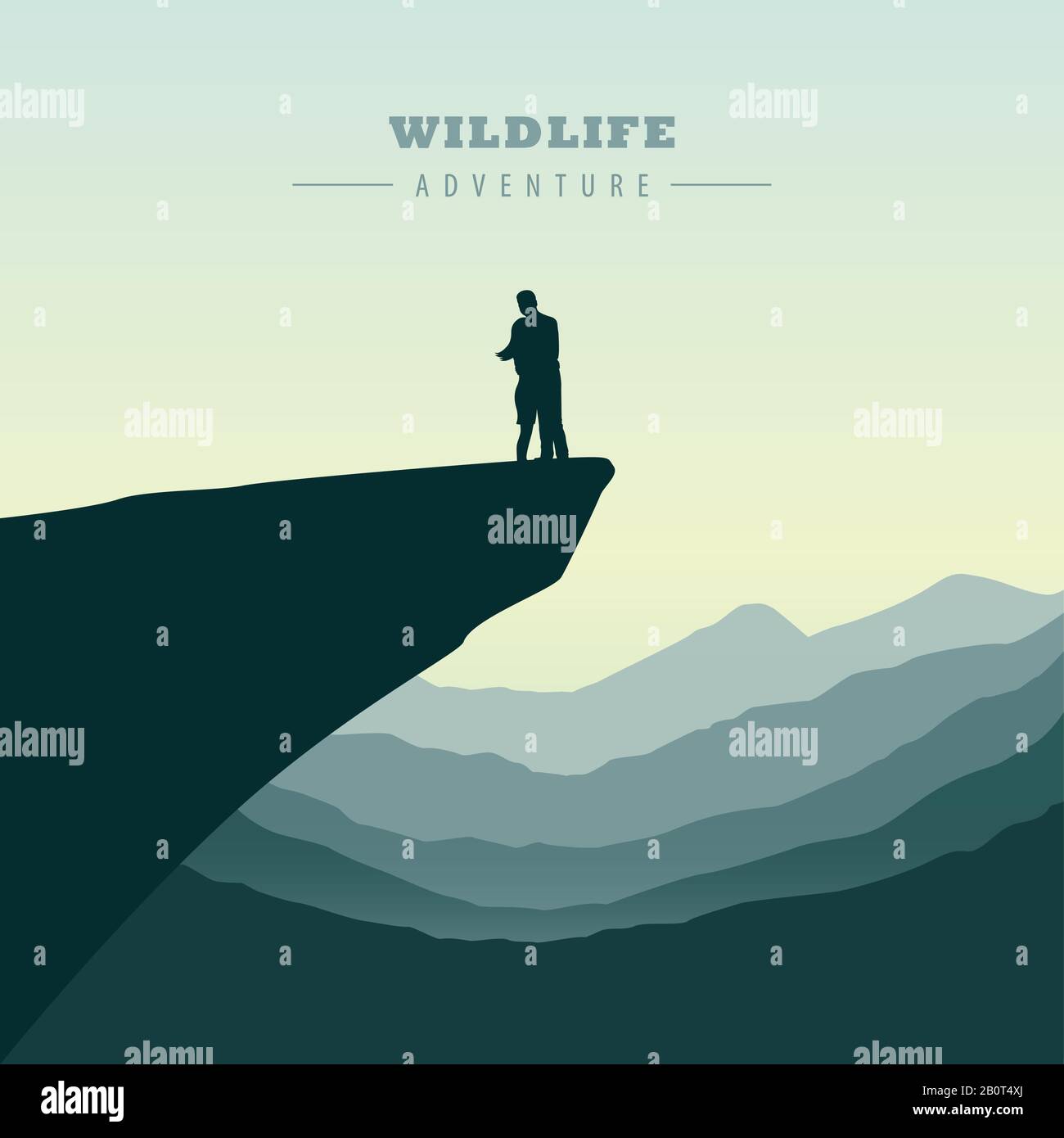 wildlife adventure couple in the mountains green nature landscape ...