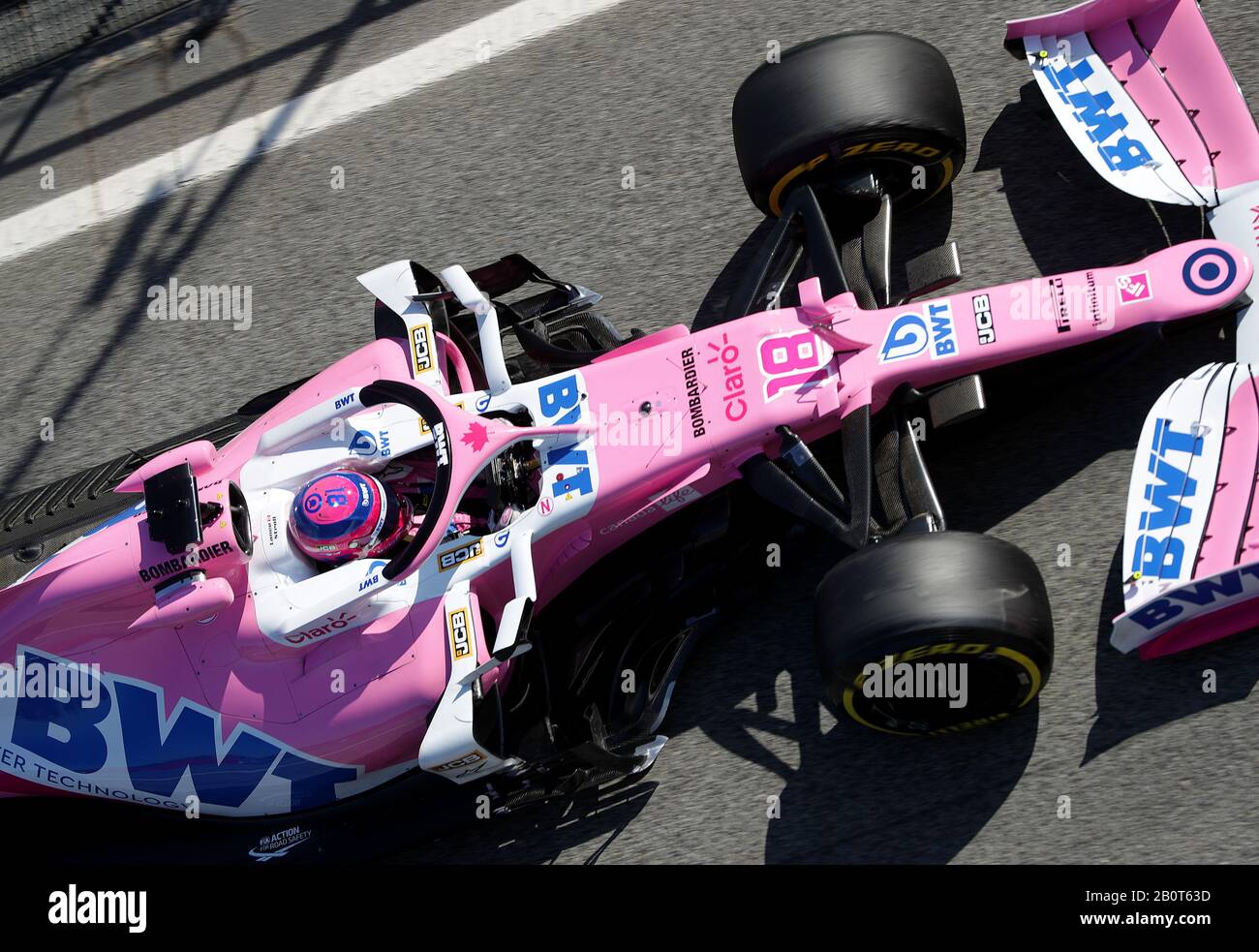 Racing Point's Lance Stroll in the pit lane during day three of pre ...