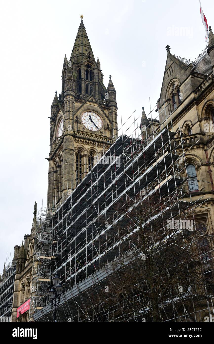 Town hall in manchester being repaired hi-res stock photography and ...