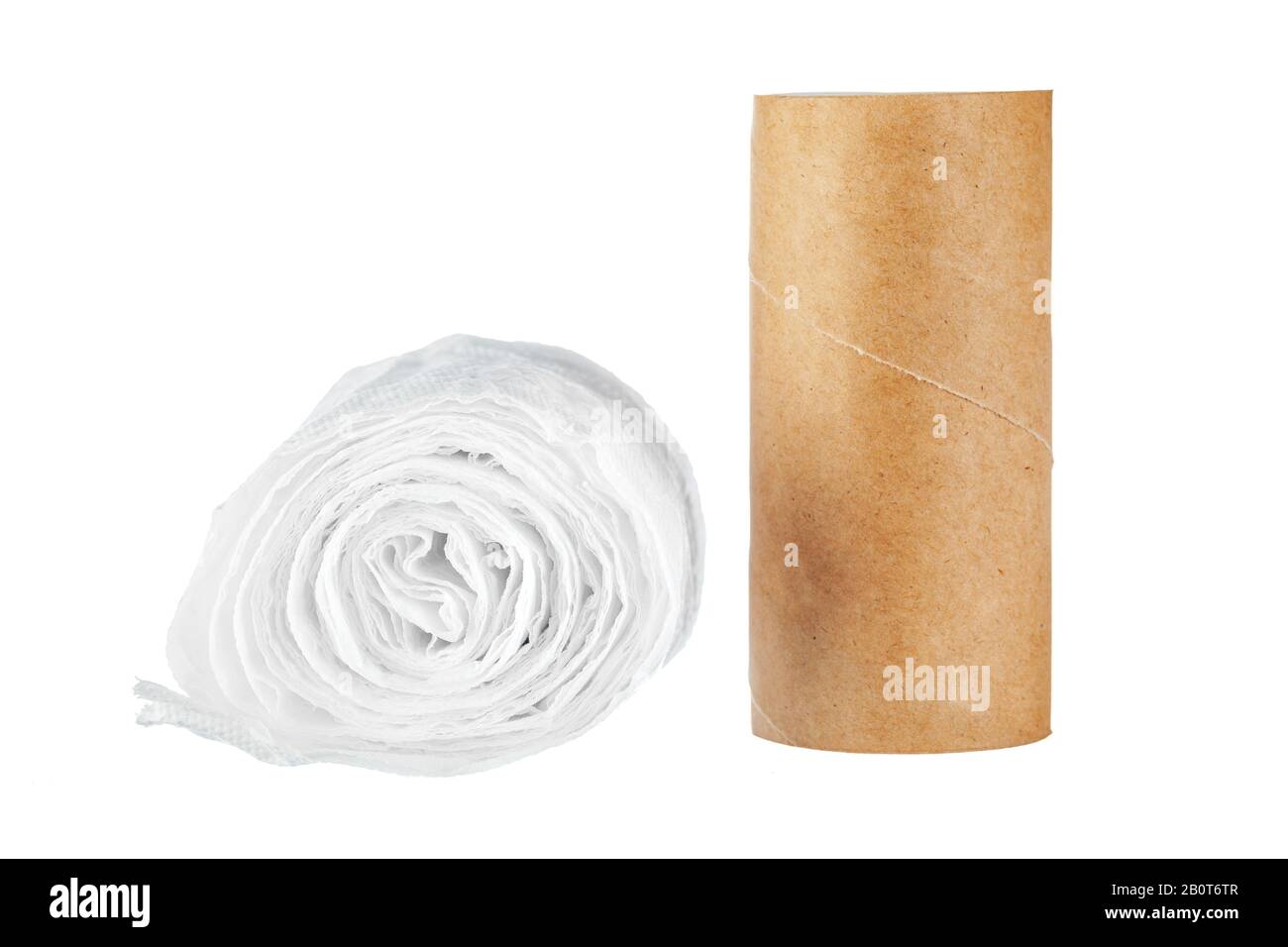 Empty toilet paper roll isolated over white background Stock Photo - Alamy