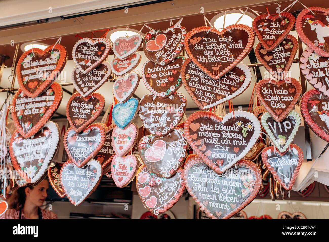 Gingerbread Hearts at the German Christmas Market. Traditional ...