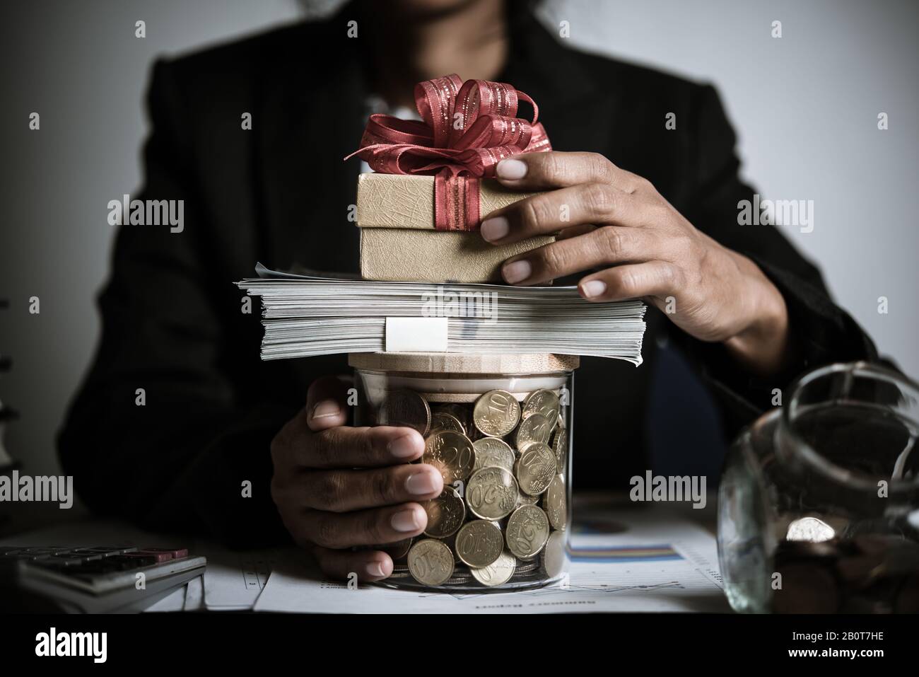 Businessman GIving Money Donation Charity Concept Stock Photo - Alamy