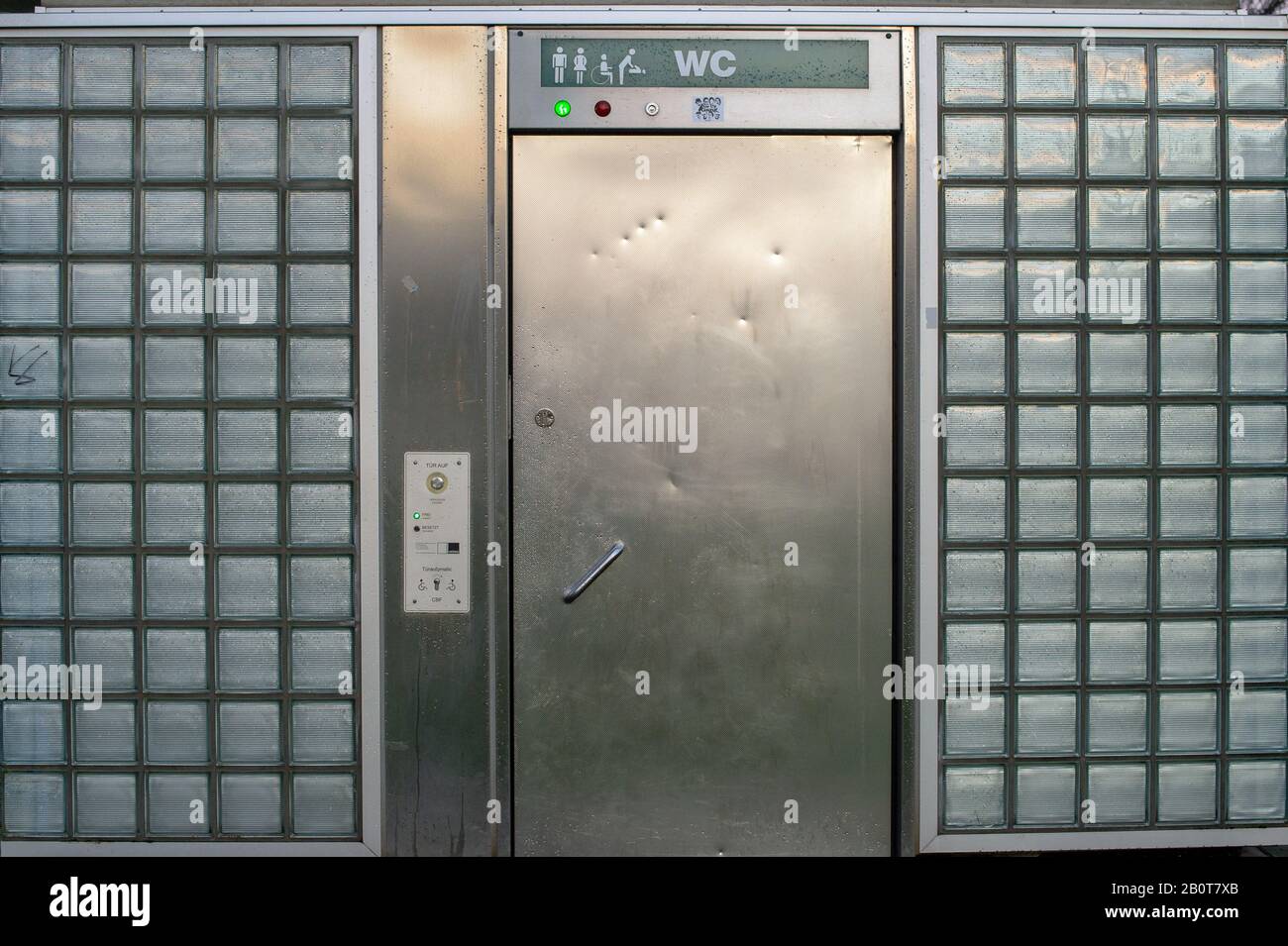 Magdeburg, Germany. 19th Feb, 2020. The door of a public toilet in ...