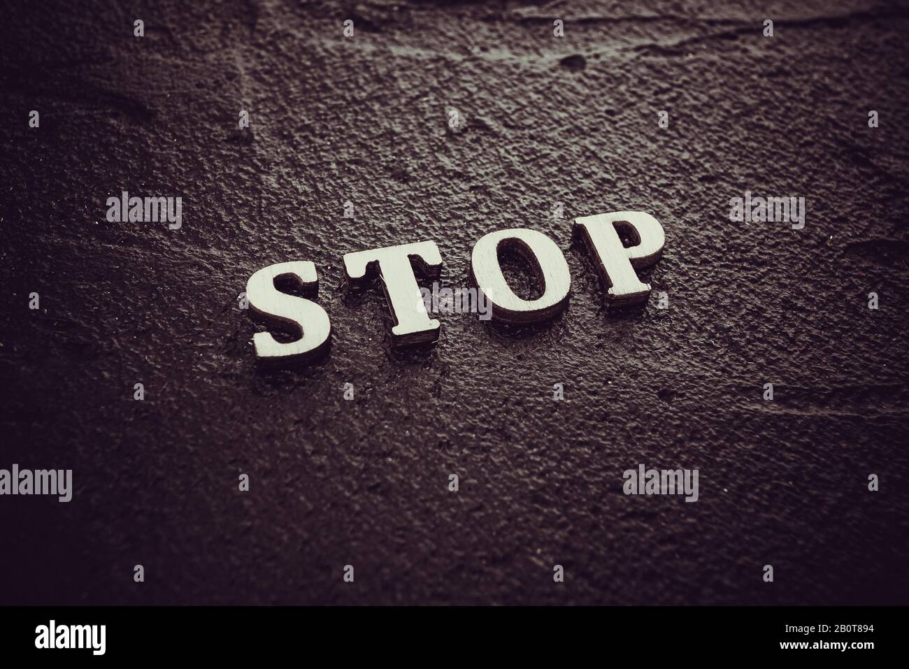 STOP Written On Blackboard. Stop Text Stock Photo - Alamy