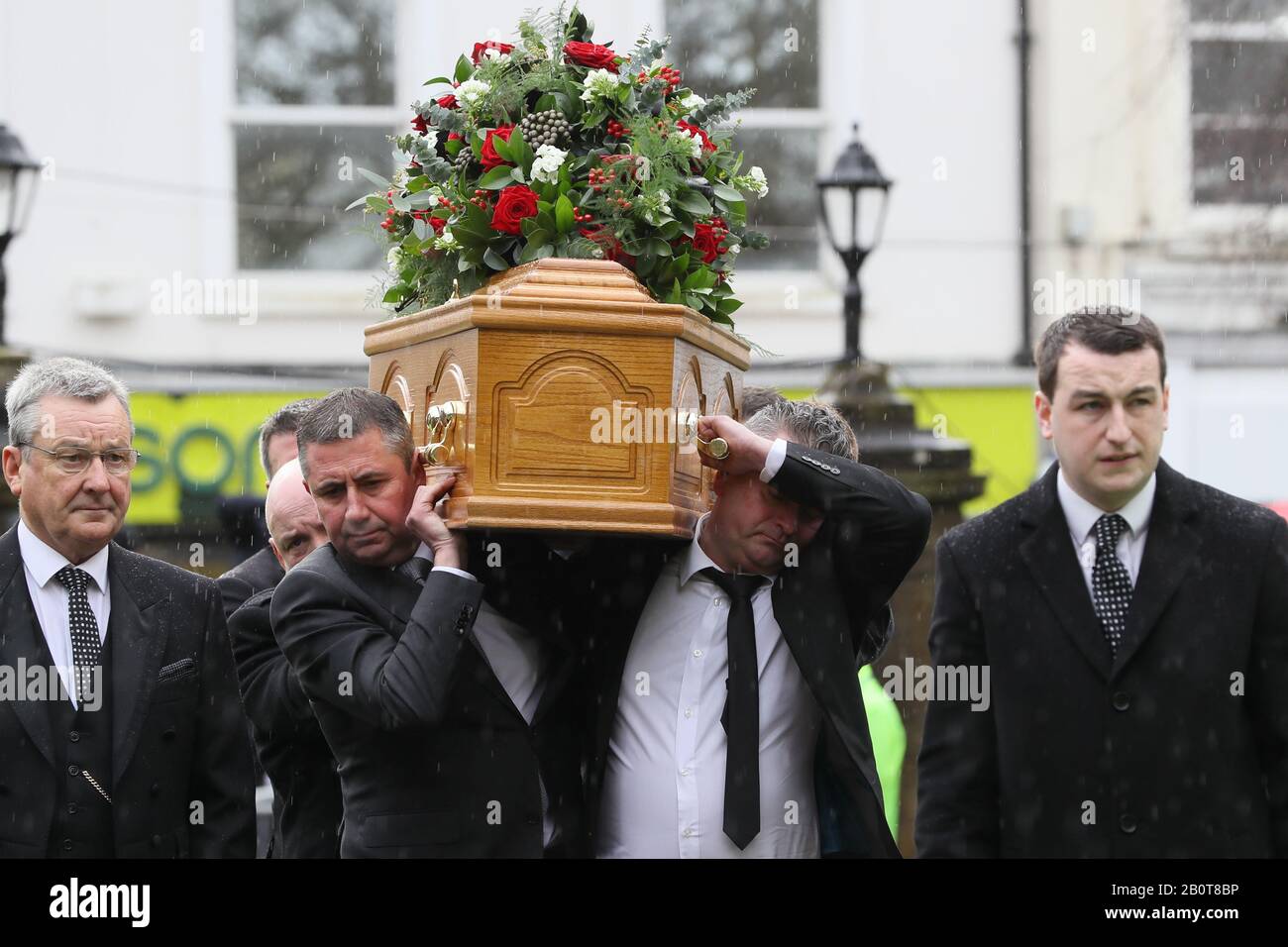 The coffin of former Manchester United and Northern Ireland goalkeeper ...