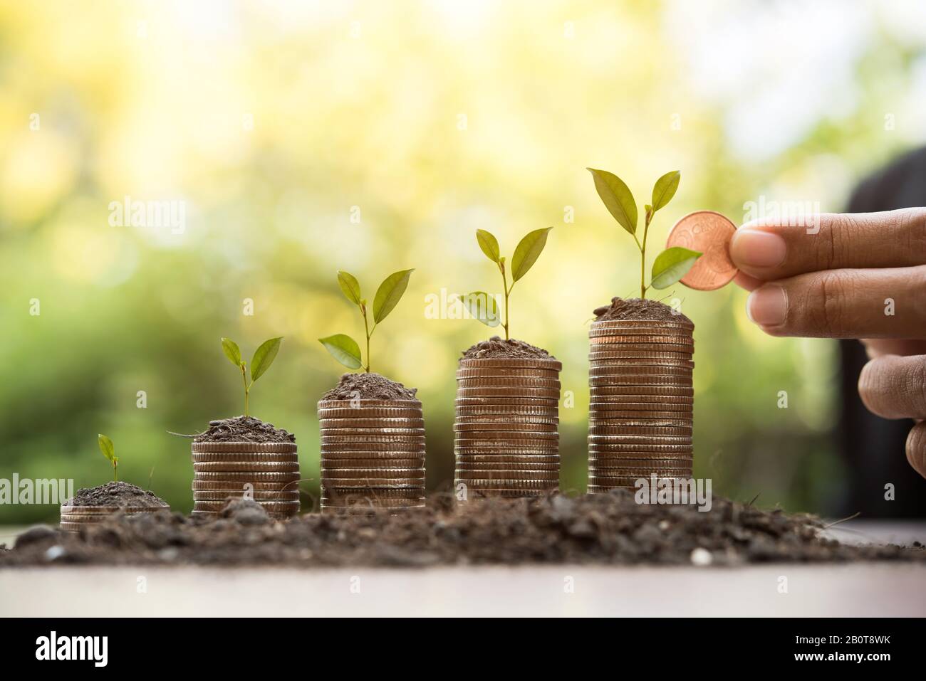 Coin stack growing hi-res stock photography and images - Alamy