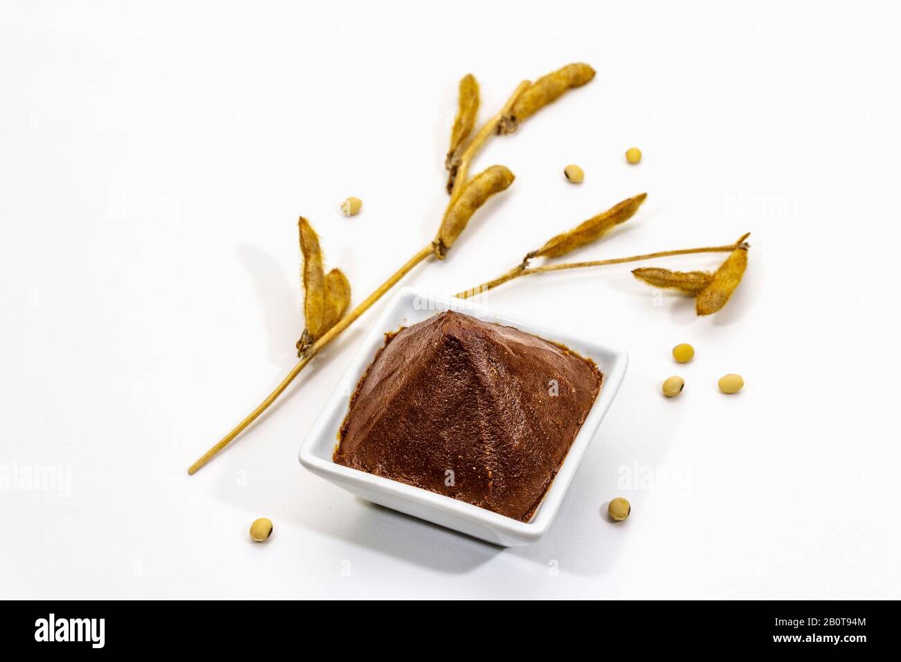 Light brown miso paste isolated on white background. Traditional ...