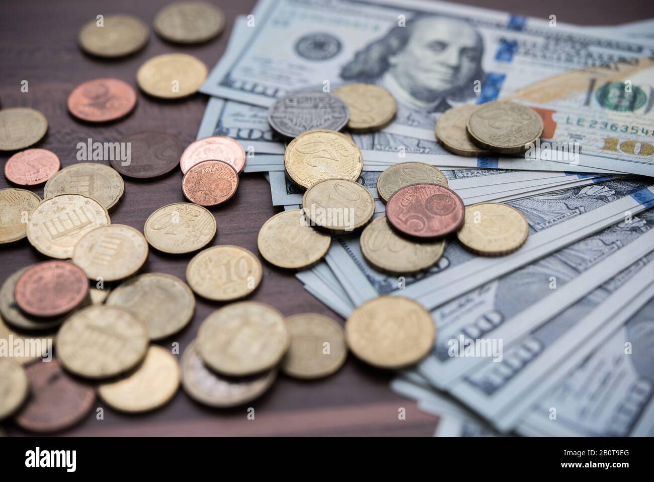 closeup. money of banknotes and coins Stock Photo - Alamy
