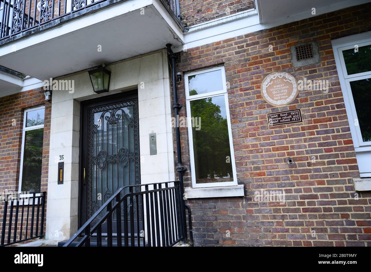 Robert Stephenson brown plaque, 35 Gloucester Square, London Stock ...