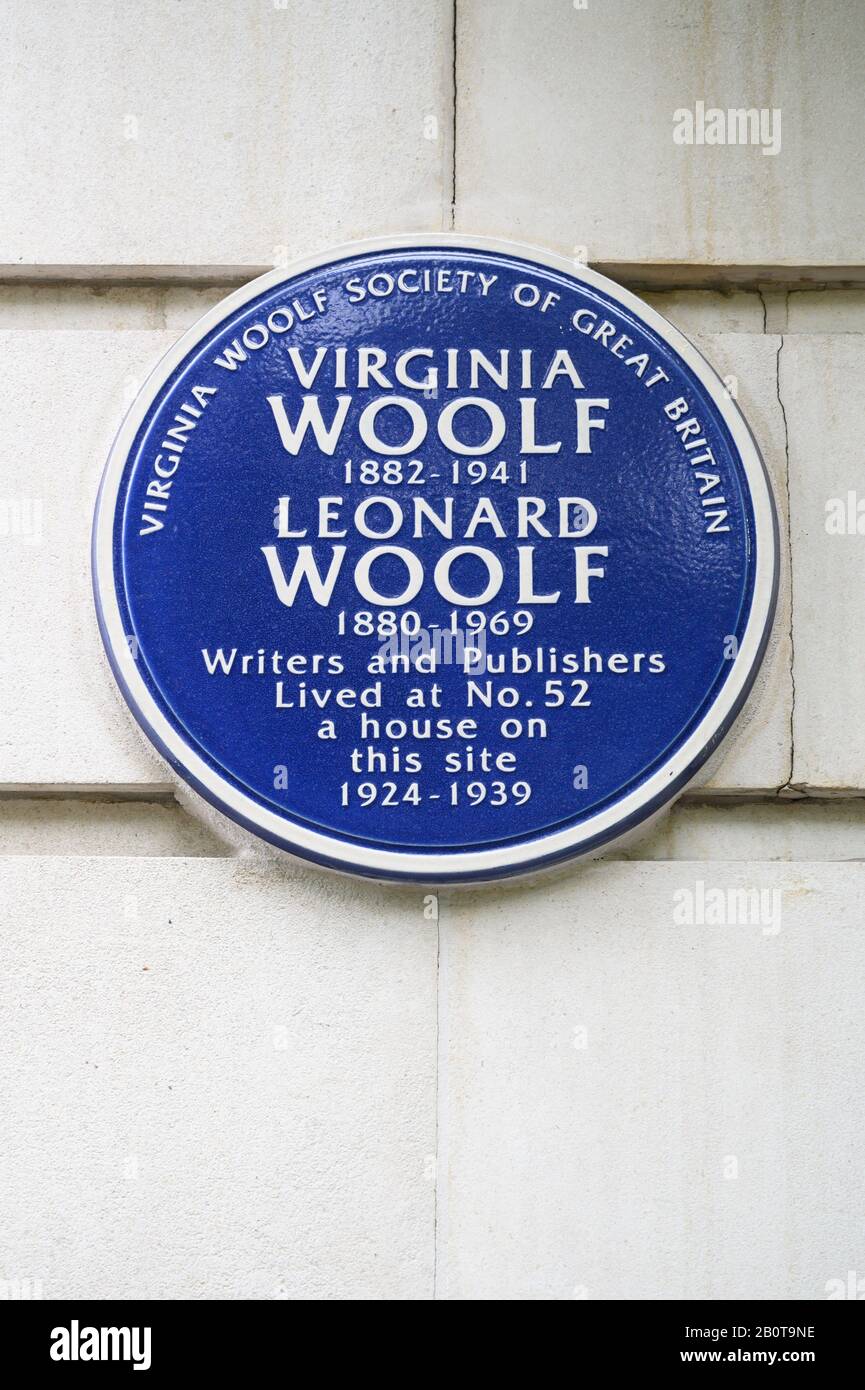 Virginia & Leonard Woolf blue plaque, 52 Tavistock Square (now ...