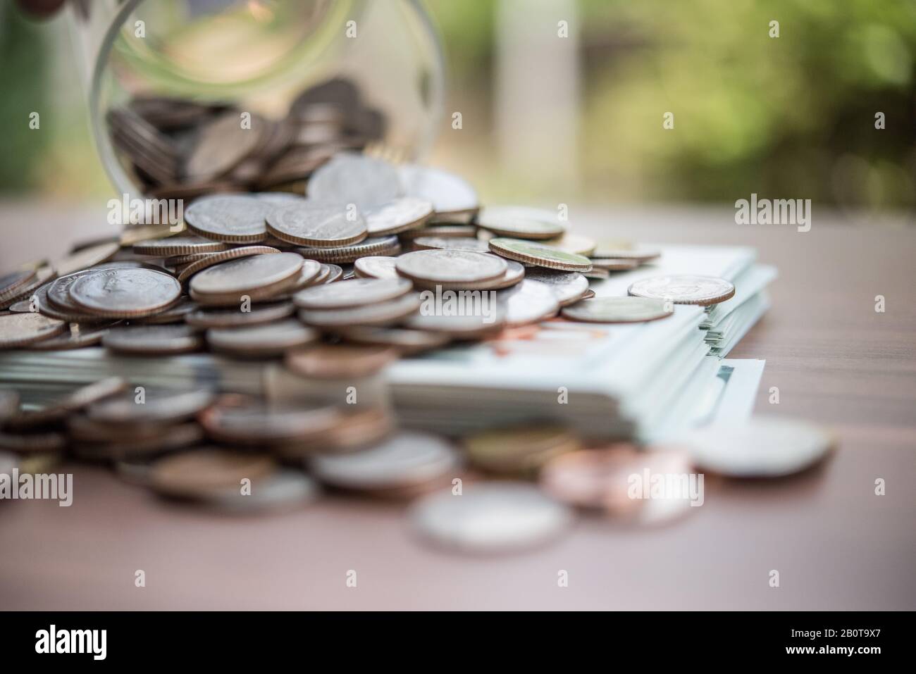 closeup. money of banknotes and coins Stock Photo - Alamy