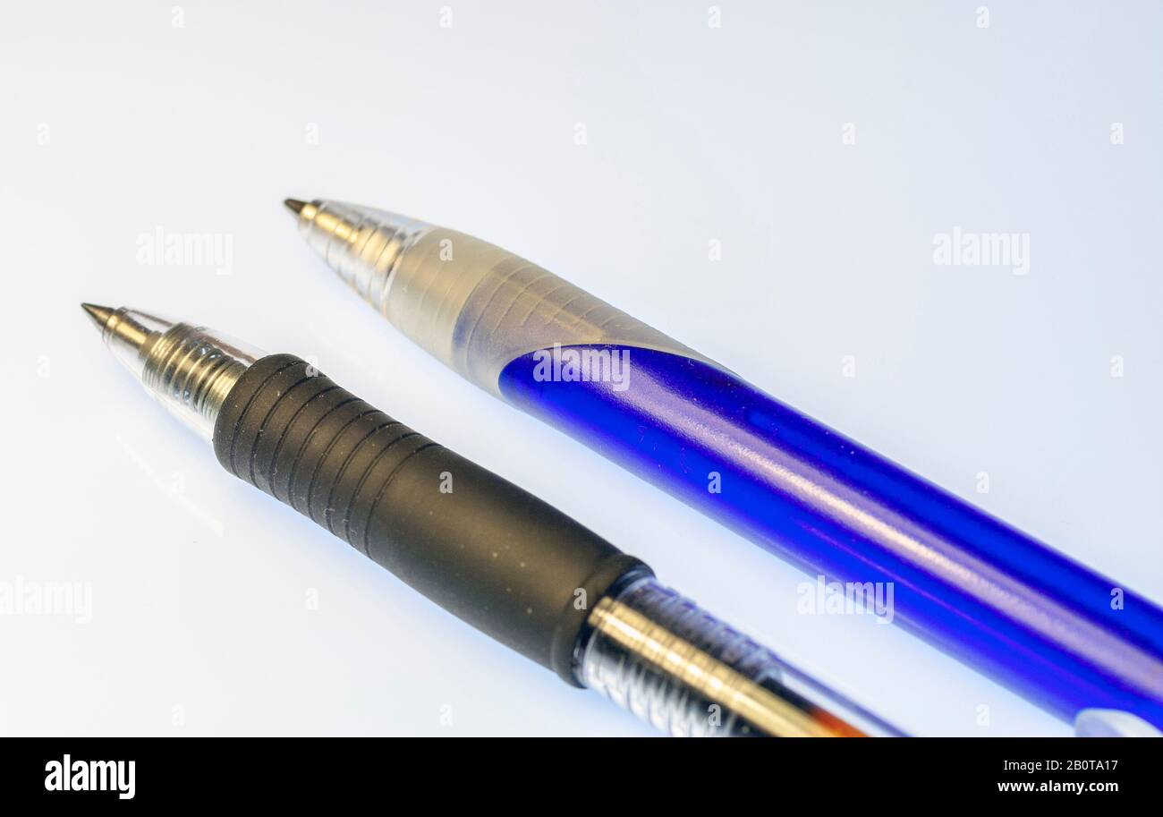 Ball point pens on white background Stock Photo - Alamy