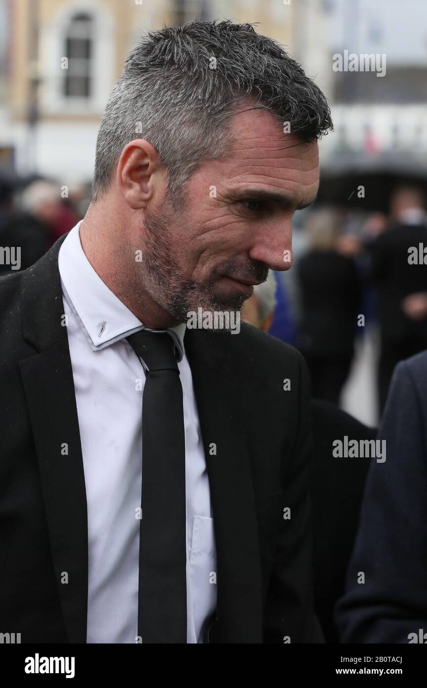 Keith Gillespie arrives for the funeral of former Manchester United and ...
