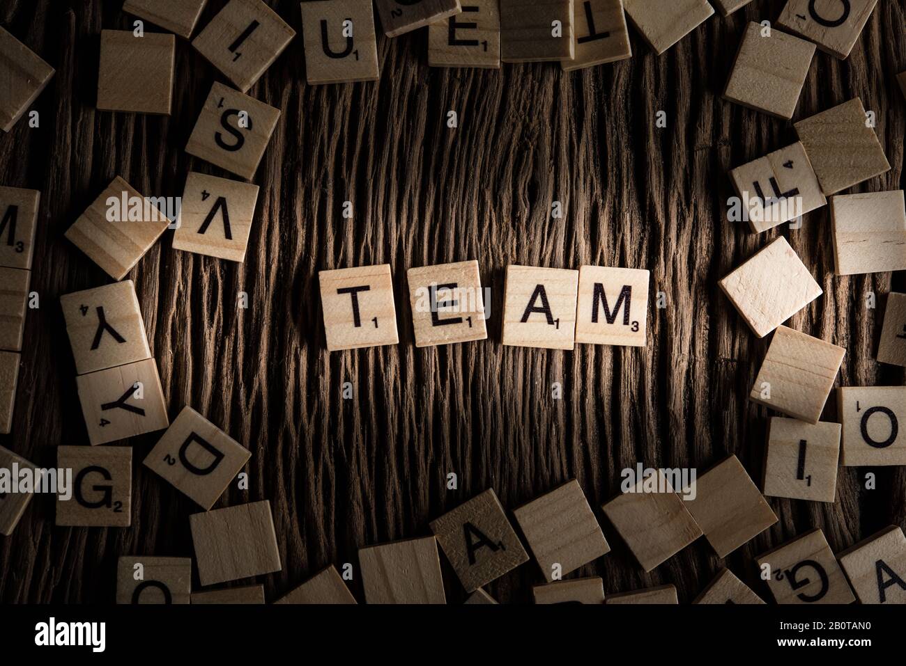 TEAM wooden tile font concept Stock Photo - Alamy
