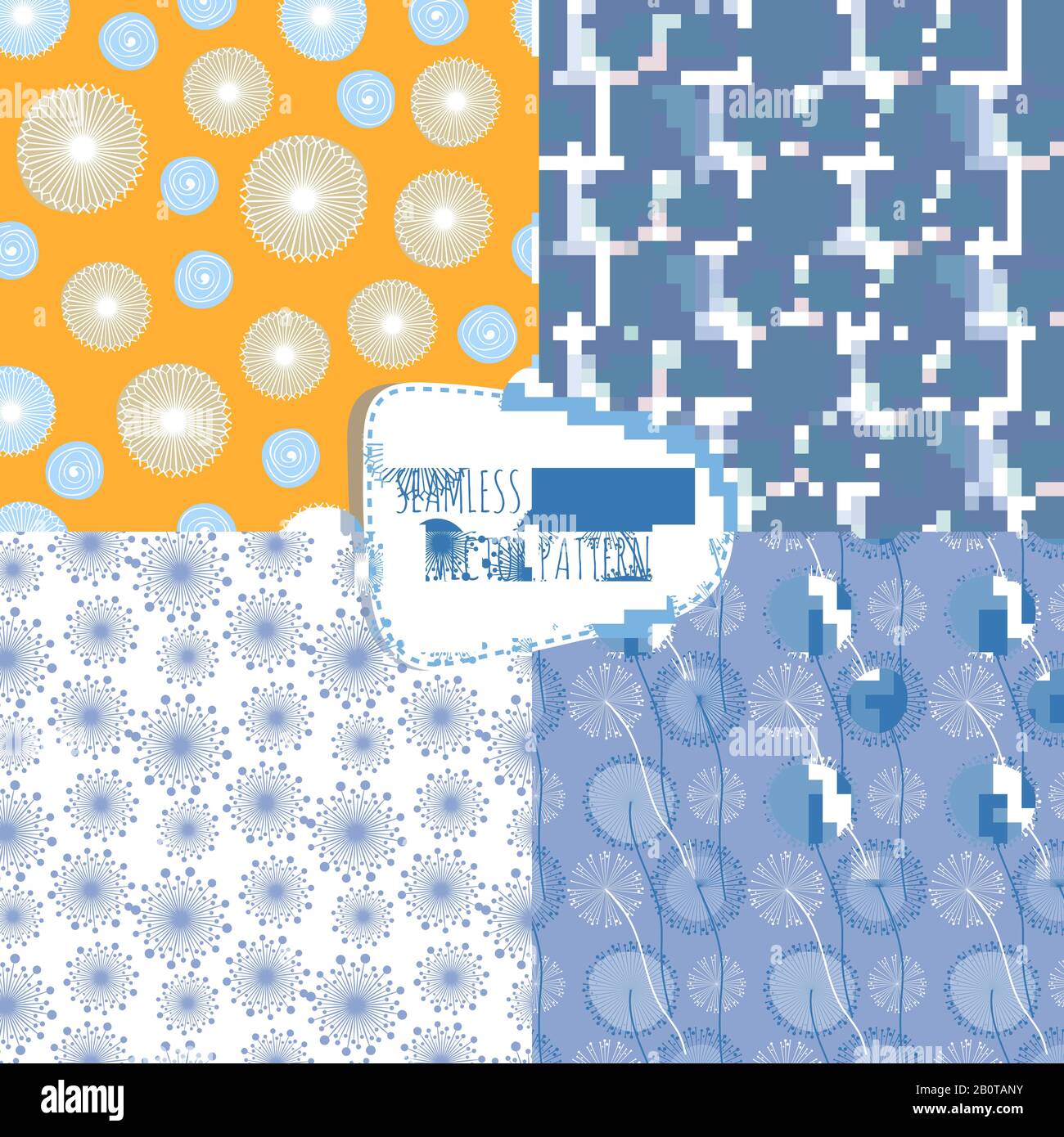 Vector seamless patterns with dandelions. Endless spring fabric ...
