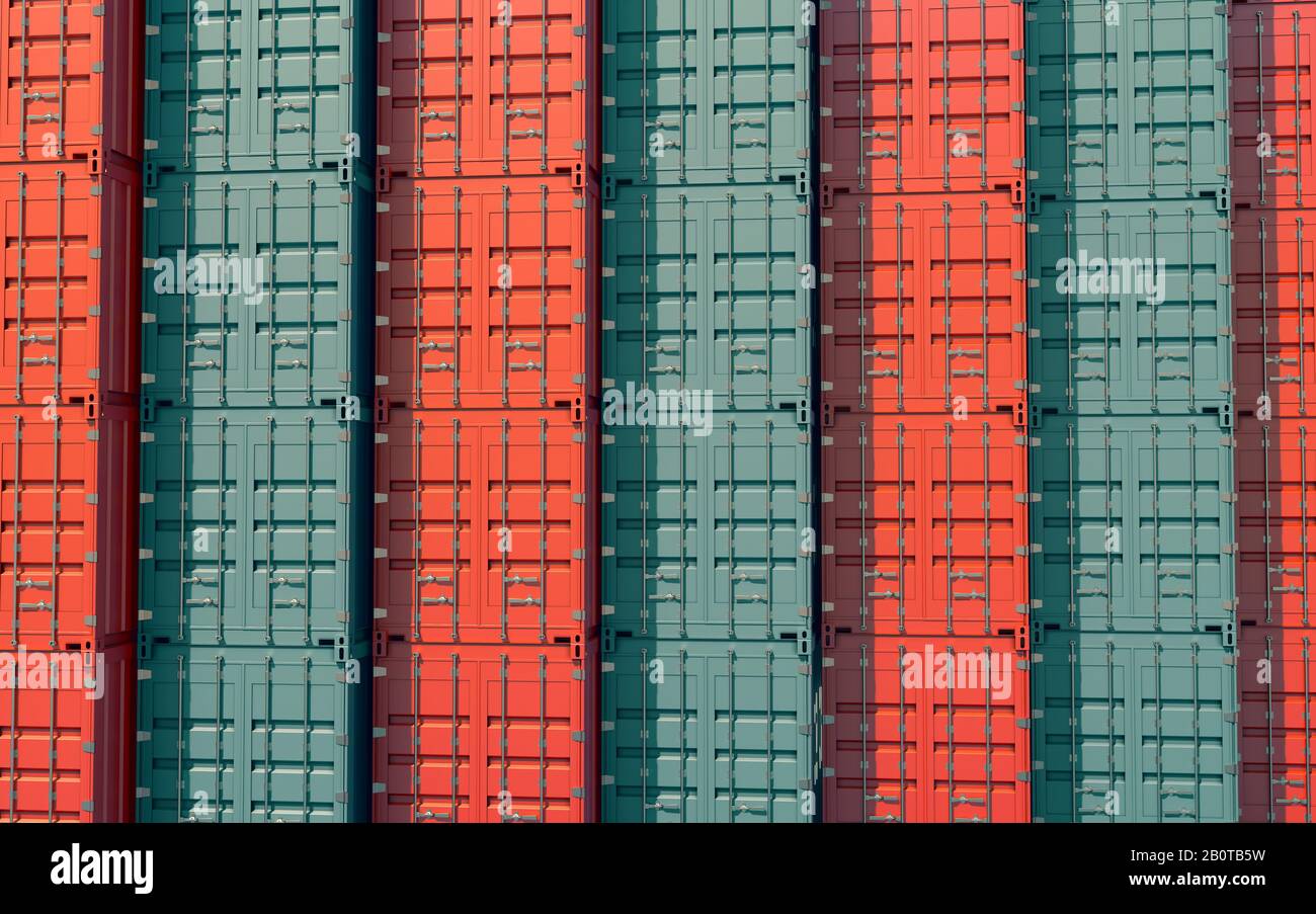 Stacked shipping Containers background - 3D Rendering Stock Photo - Alamy