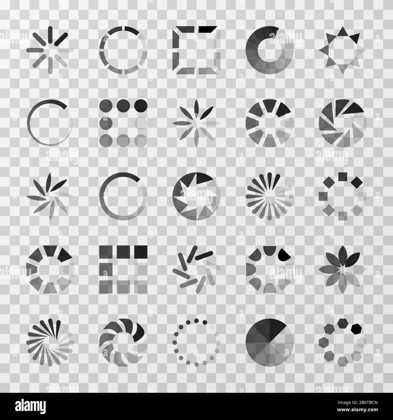 Loading indicators and internet buffering vector icons set. Elements ...