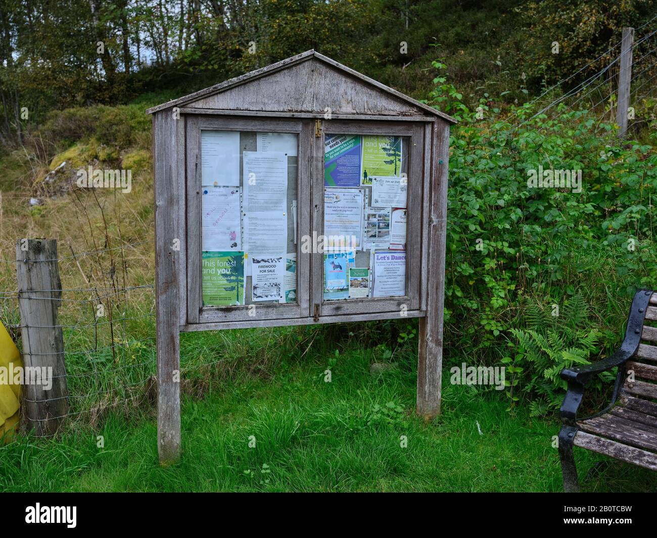 The village communal wooden notice board. Tomich, Beauly, Inverness ...