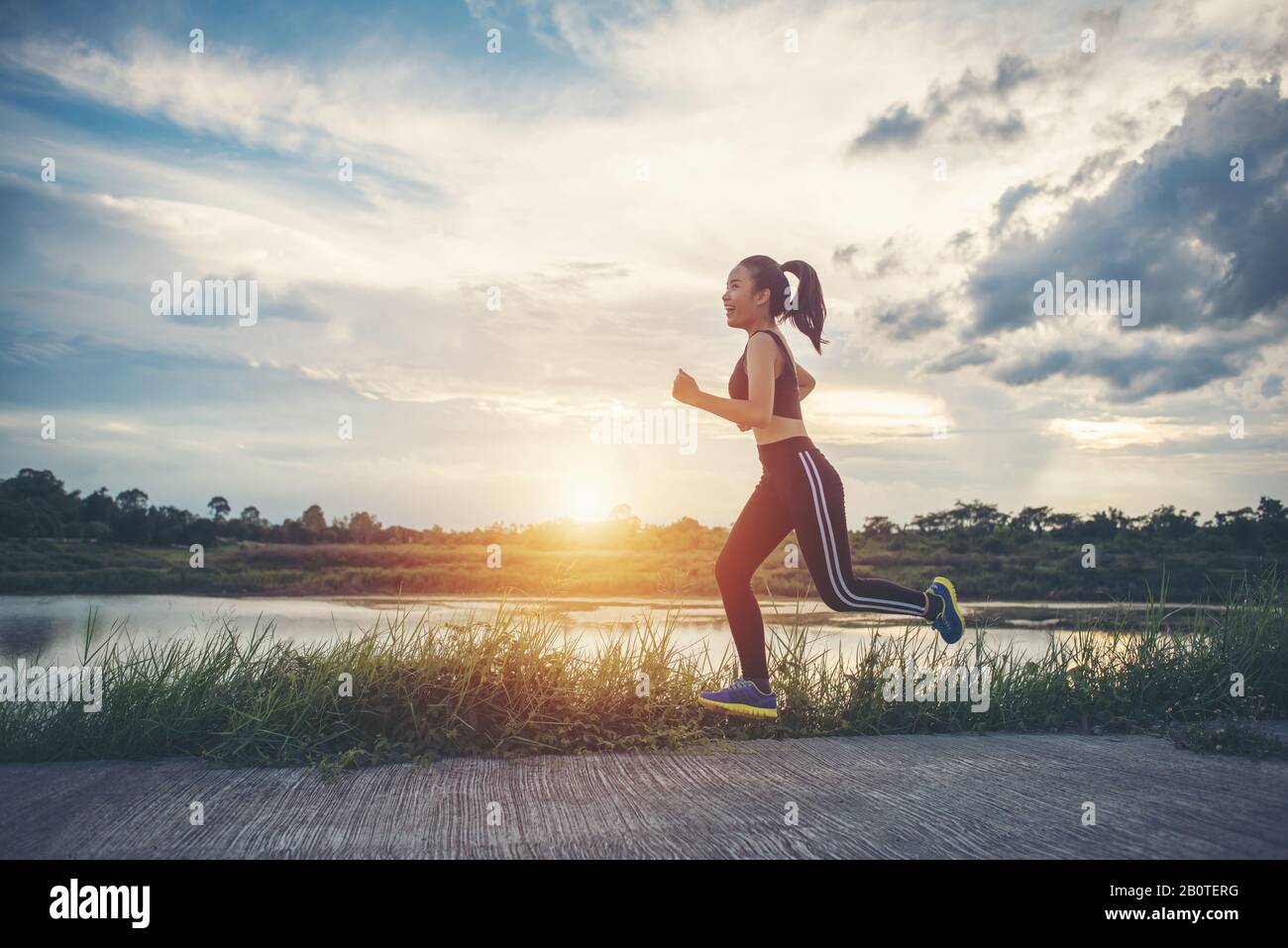 Happy runner outdoors overweight hi-res stock photography and images ...