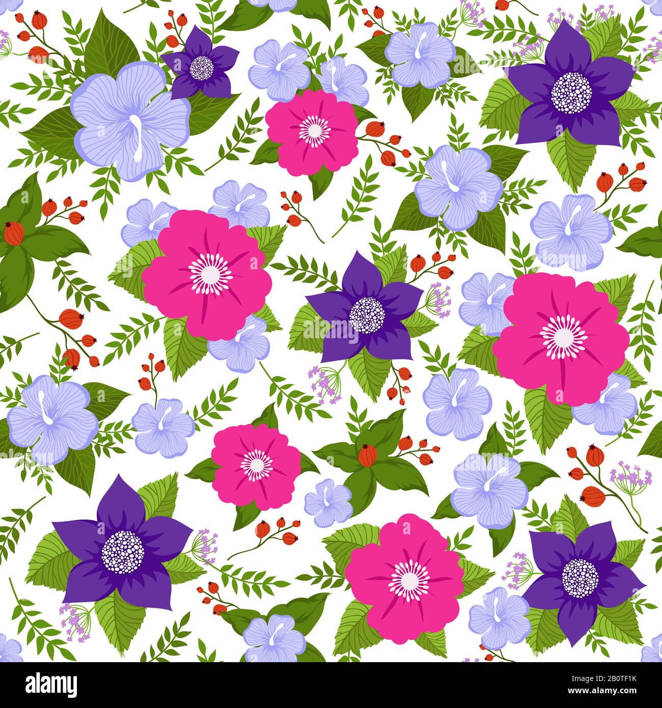 Abstract flower vector seamless background. Summer floral endless ...