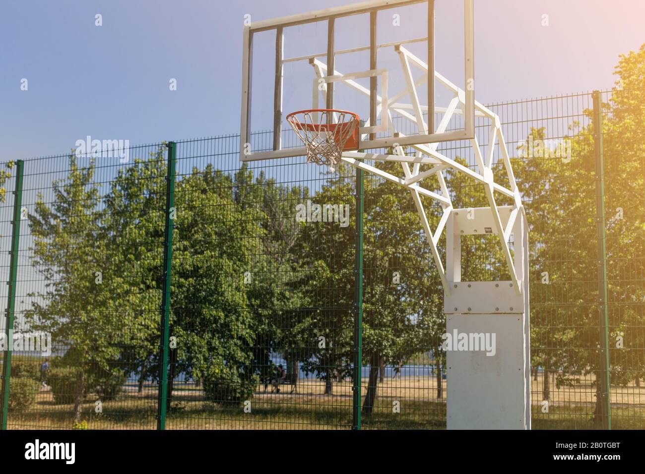 Basketball hoop in the city stadium Stock Photo - Alamy