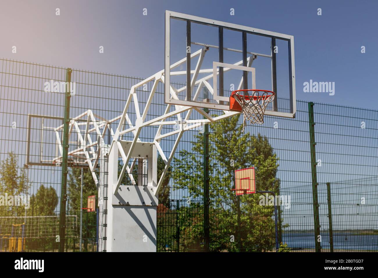 Basketball hoop in the city stadium Stock Photo - Alamy