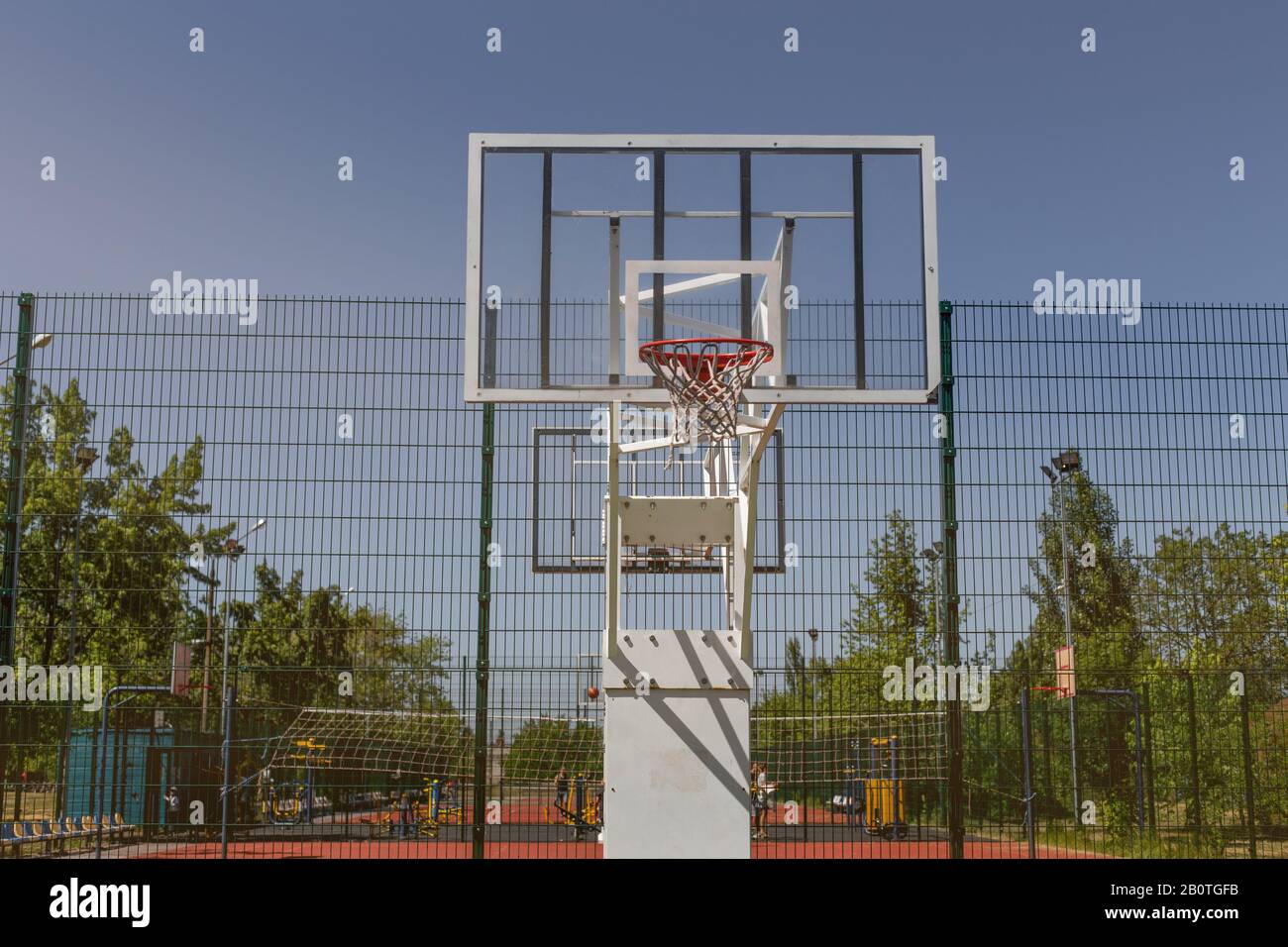 Basketball hoop in the city stadium Stock Photo - Alamy