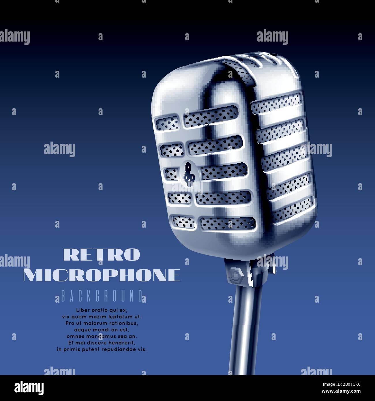 Realistic vintage steel concert or studio microphone vector ...