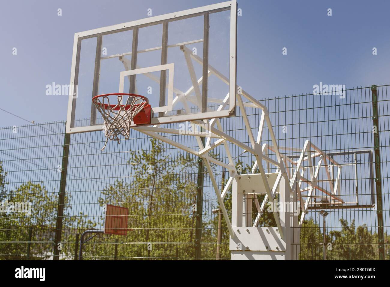 Basketball hoop in the city stadium Stock Photo - Alamy