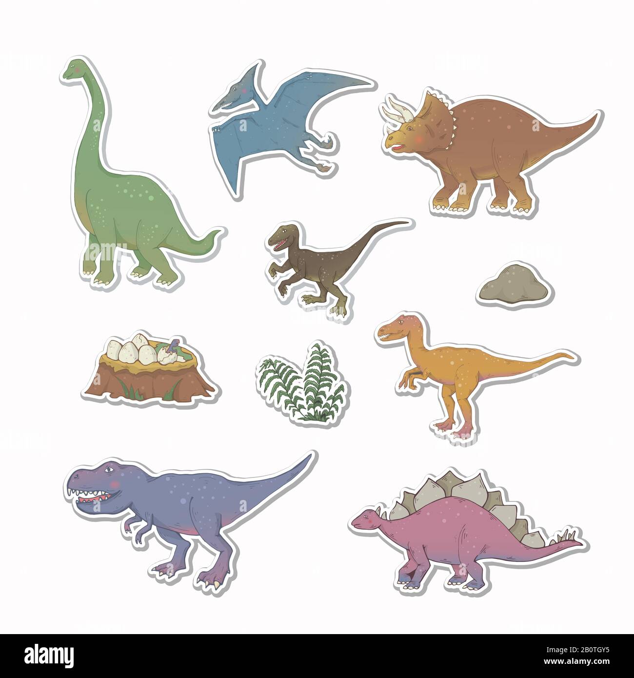 Dino sticker set isolated Stock Vector Image & Art - Alamy