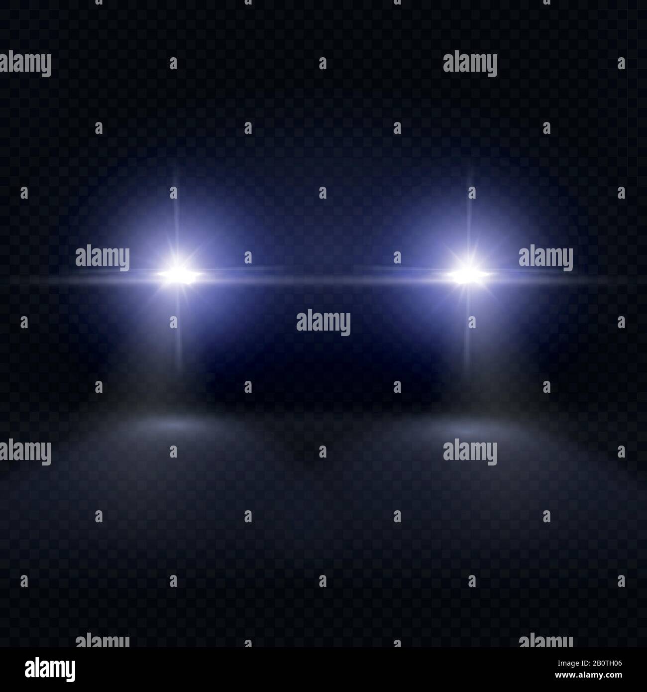 Car headlights. Headlamp glowing vector effect isolated on transpatent ...