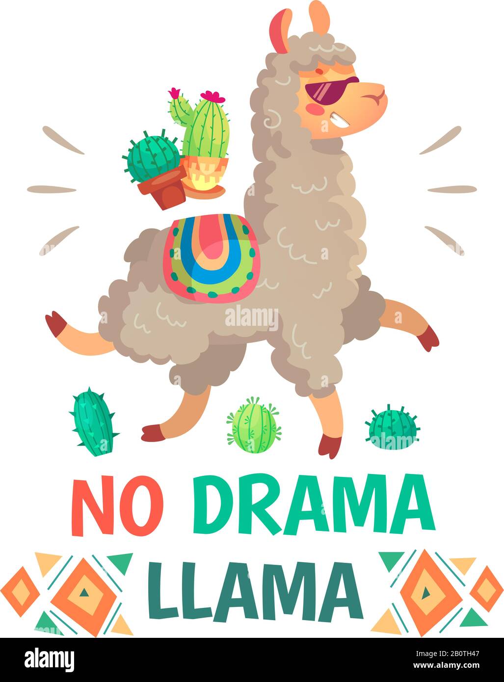 Motivation lettering with No drama llama. Chilling alpaca or lama ...