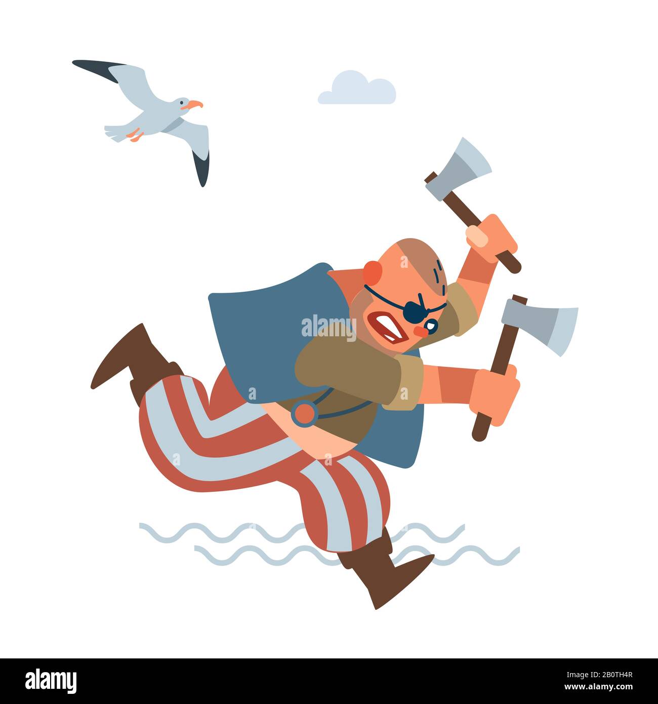 Pirate rogue with a patch over one eye attacks the victim. vector ...