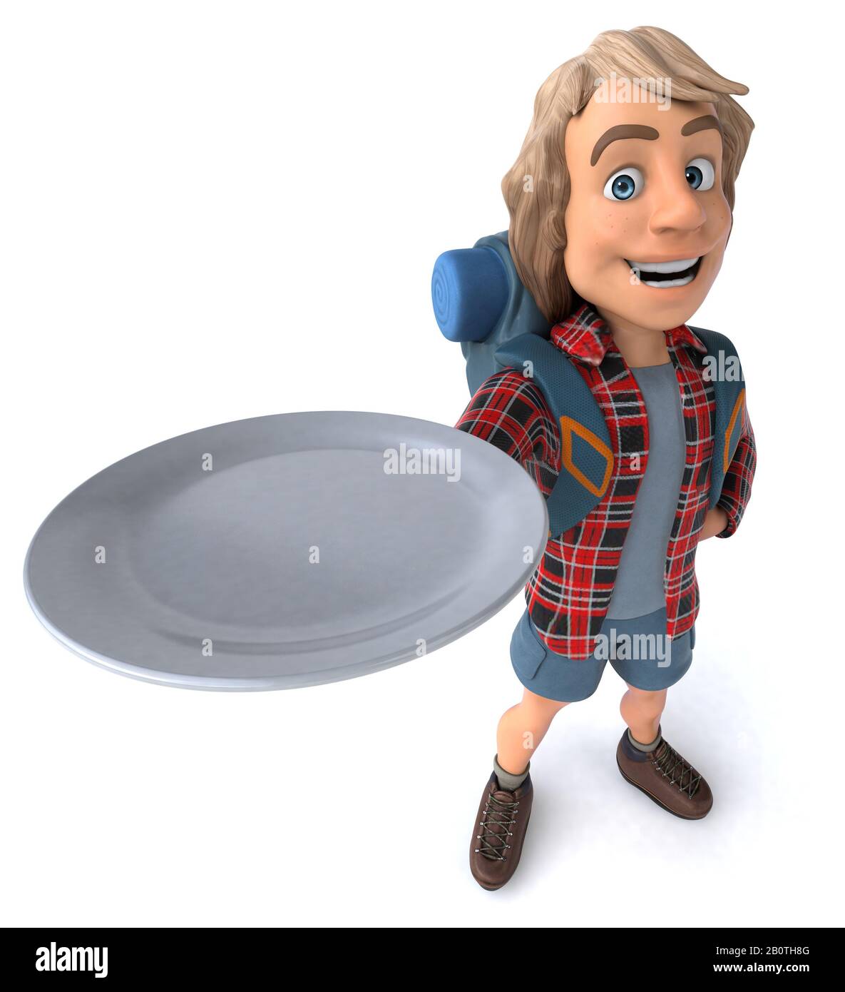Fun backpacker cartoon guy Stock Photo - Alamy