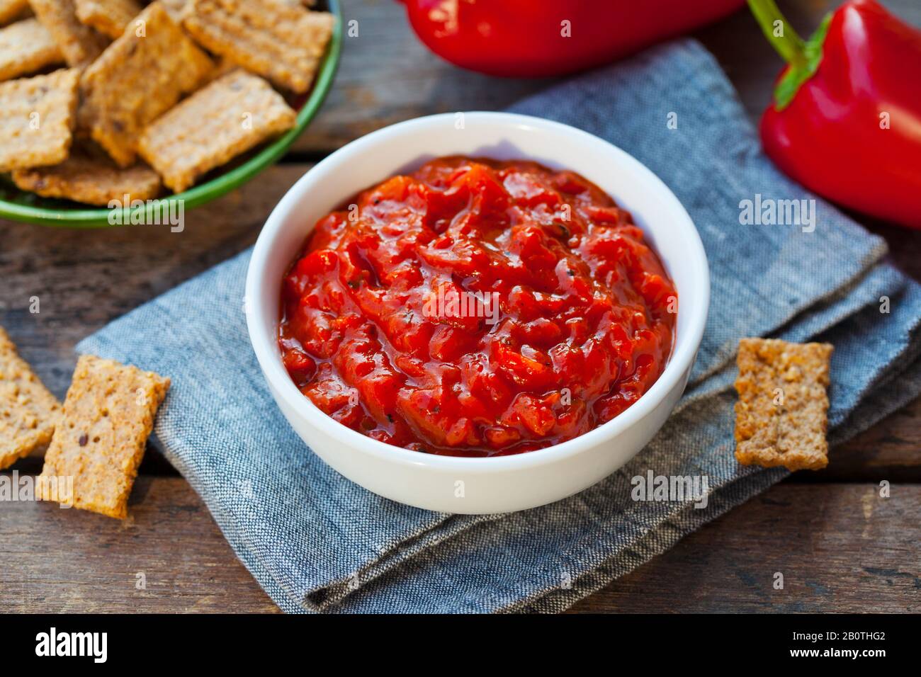 Vegetable relish, chutney, lutenica, pindjur. Traditional Balkan food ...