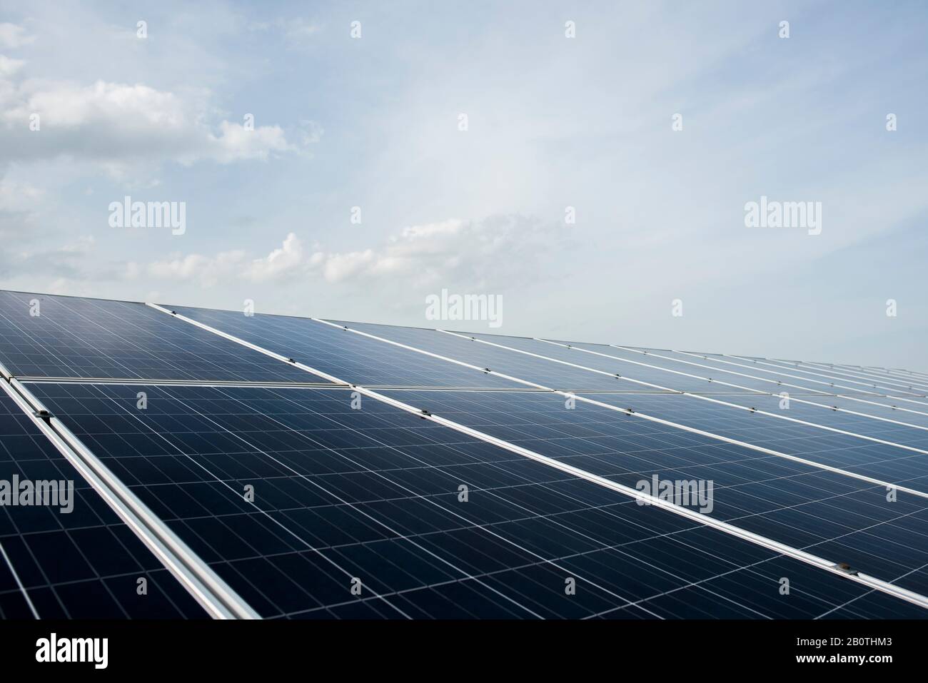 Solar cell farm in power station for alternative energy from the sun ...