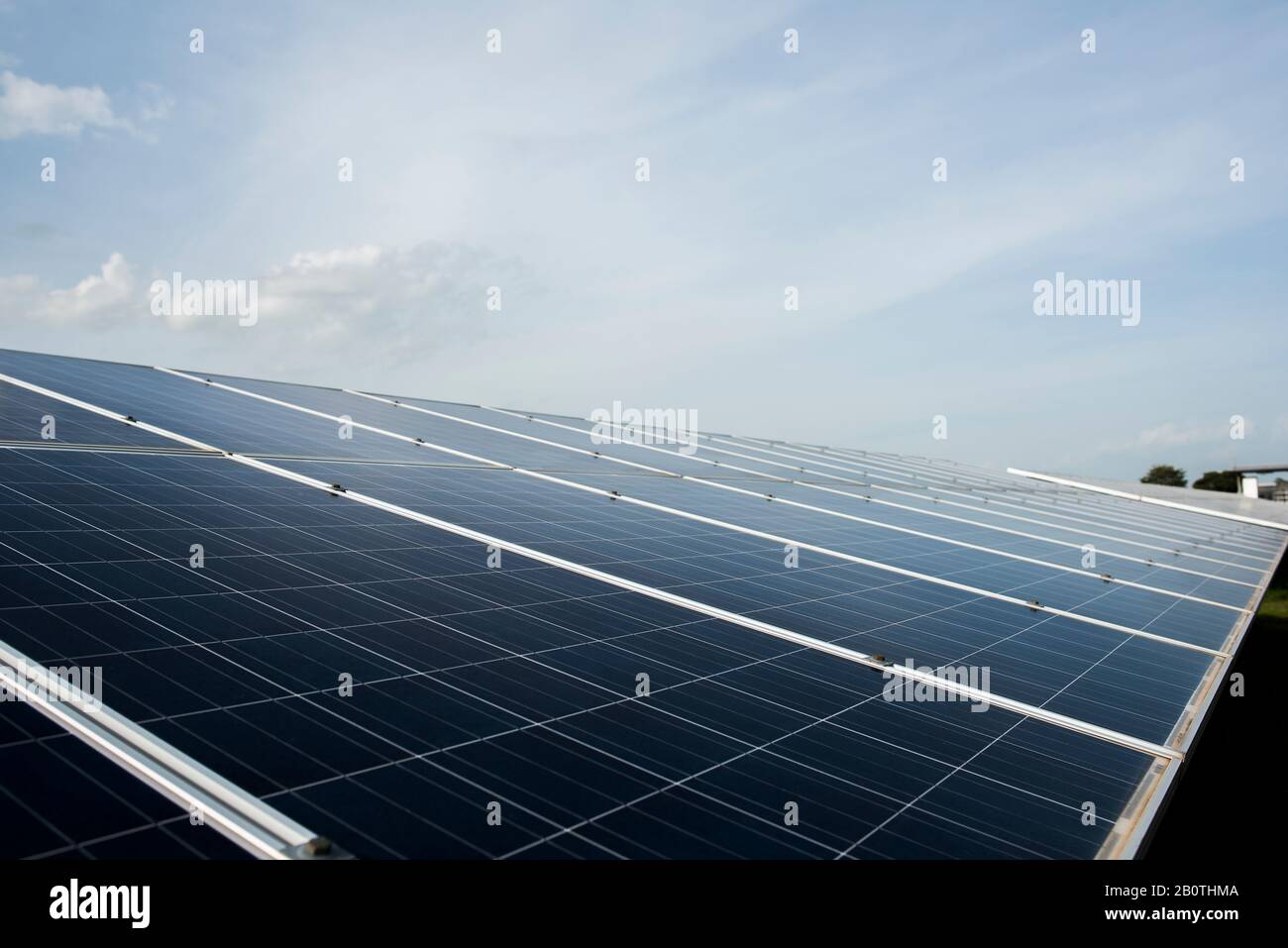 Solar cell farm in power station for alternative energy from the sun ...