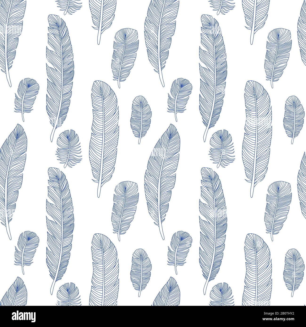 Vector seamless vintage pattern with hand drawn flying feathers ...