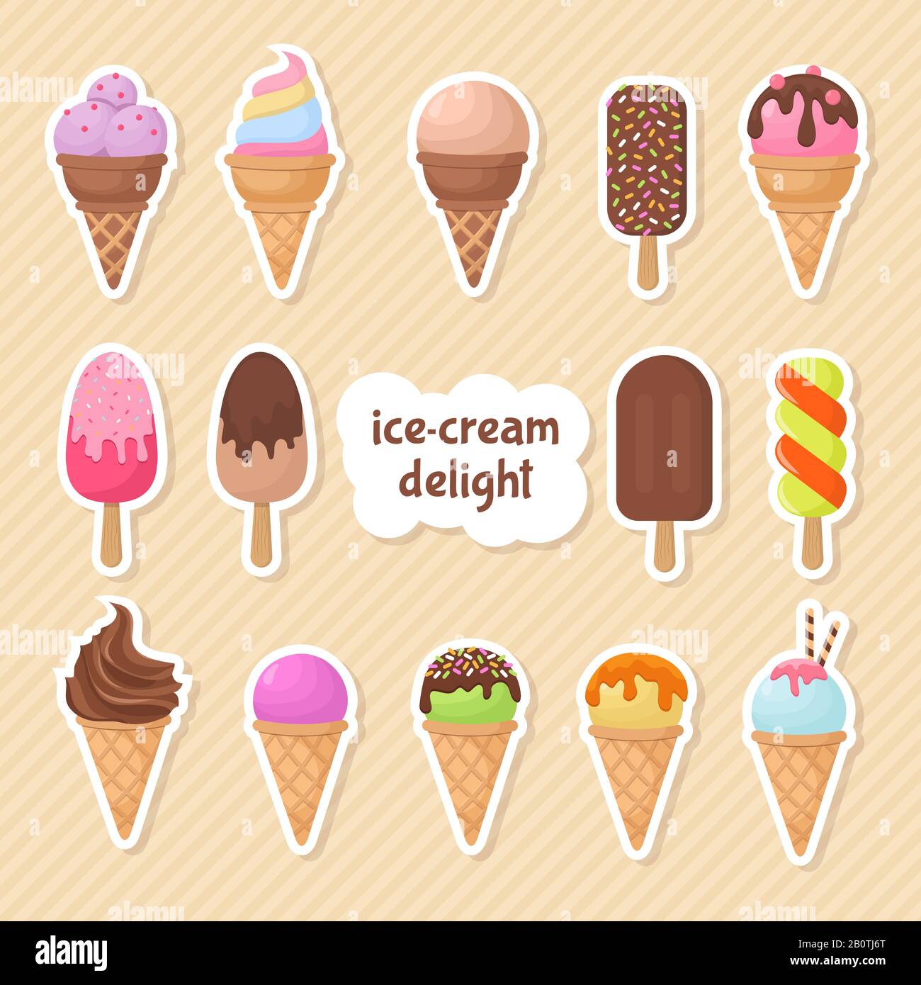 Cartoon ice creams vector stickers and patches. Sticker patch cartoon ...