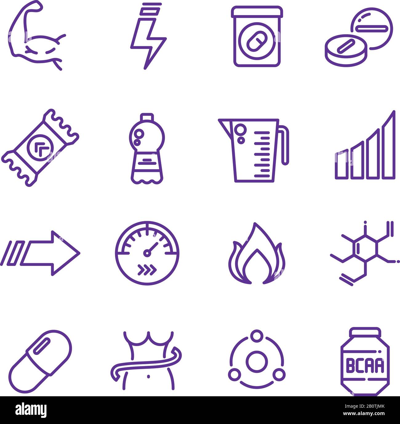 Sports vitamins and food supplements thin line vector icons. Fat ...
