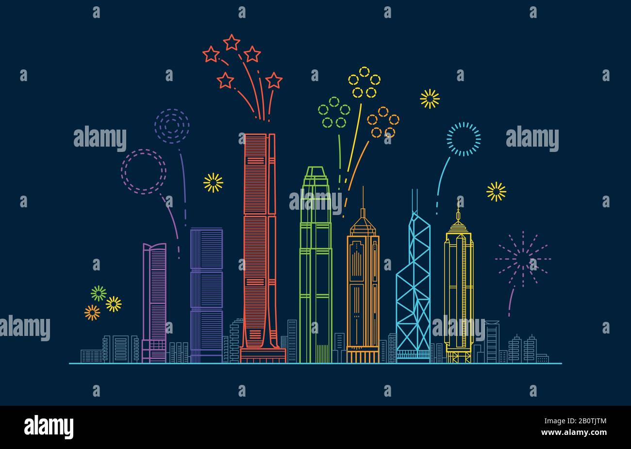 China skyline with fireworks Stock Vector Images - Alamy
