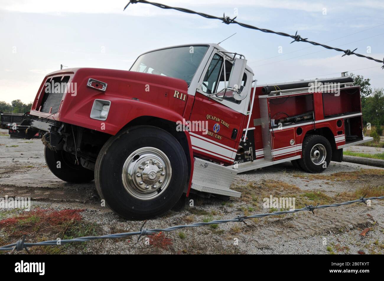 A dismantled Quapaw Tribe fire truck in the ghost town of Picher, OK ...