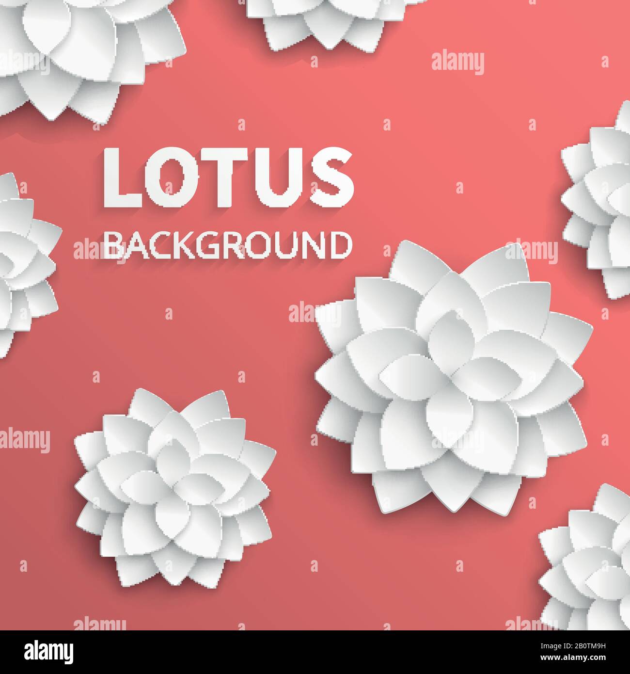 Abstract floral vector background with paper lotus flowers. Lotus plant ...