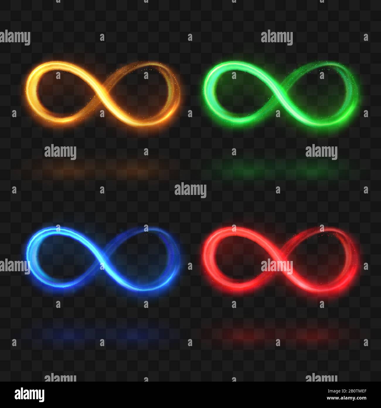 Abstract glittering infinity or eternal magic light loop vector symbols ...
