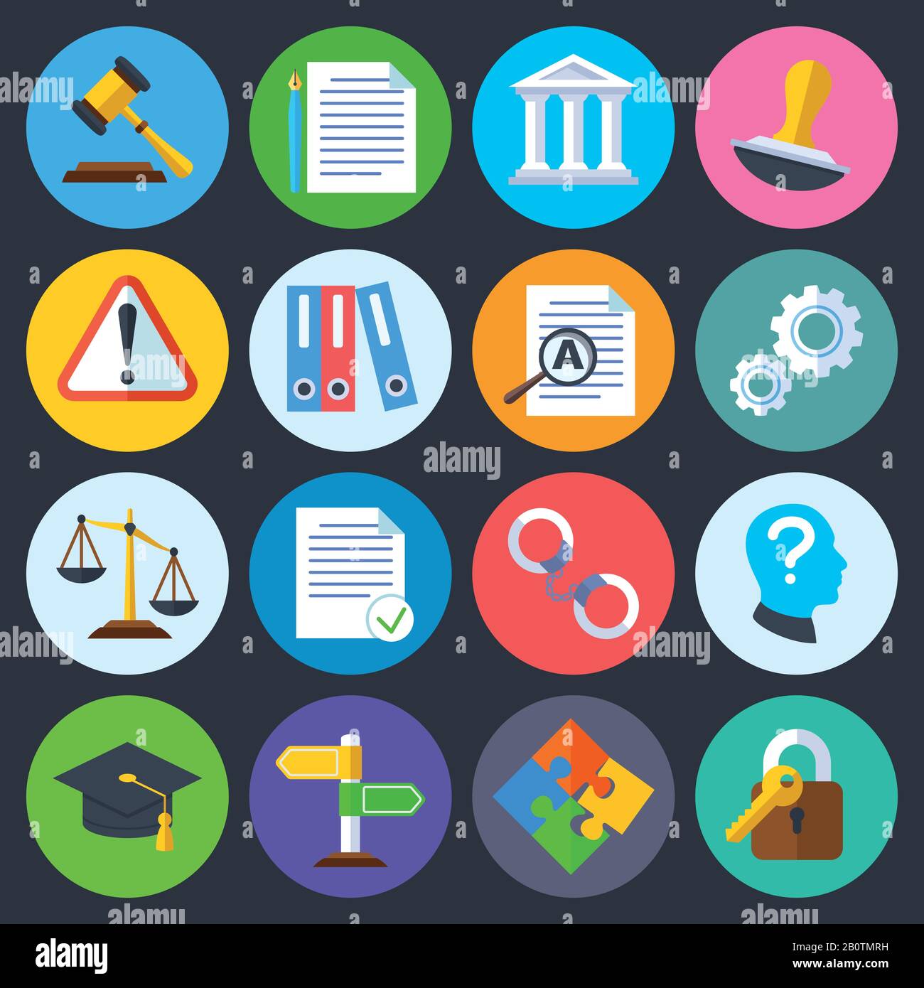 Business regulation, legal compliance and copyright vector flat icons ...