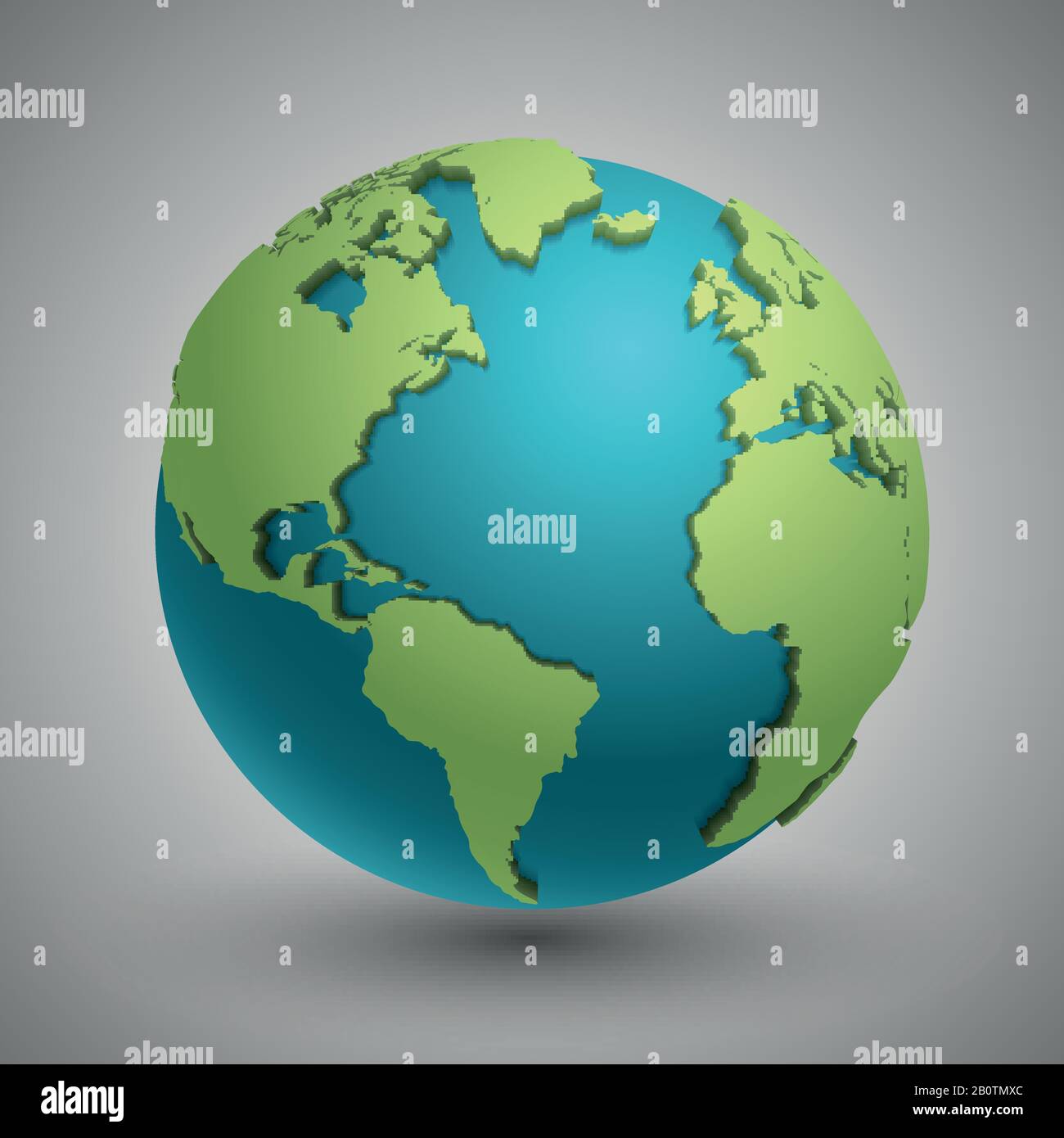 Earth globe with green continents. Modern 3d world map concept. Green ...